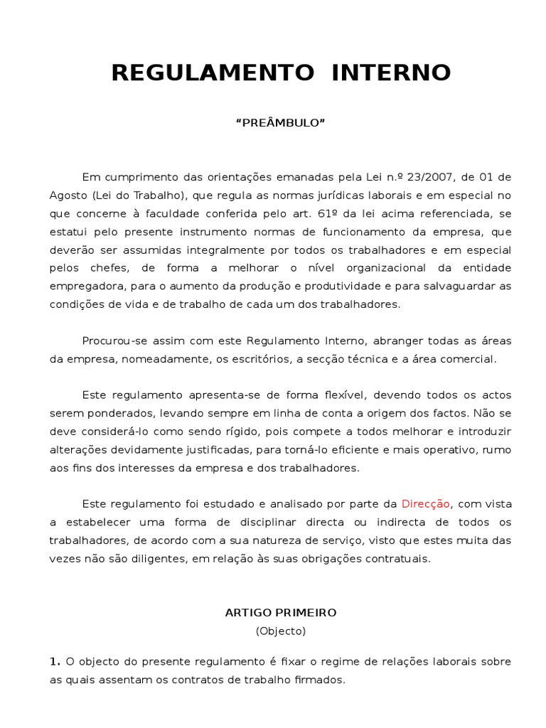 Regulamento Interno para Diversas Empresas | PDF | Férias trabalhistas | Trabalho temporário