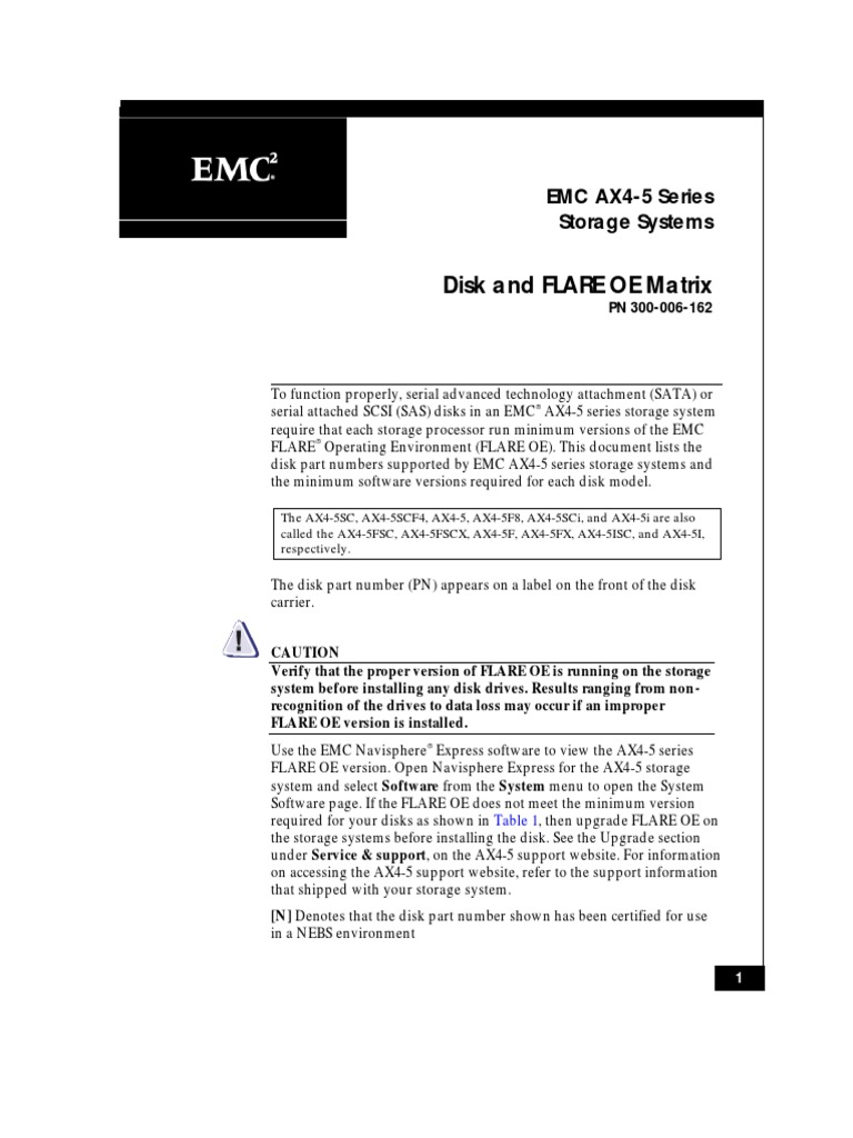 Disk and Flare Oe Matrix - Emc | PDF | Disk Storage | Information Storage