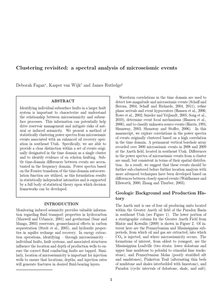 Clustering Revisited: A Spectral Analysis of Microseismic Events | Download Free PDF | Spectral ...
