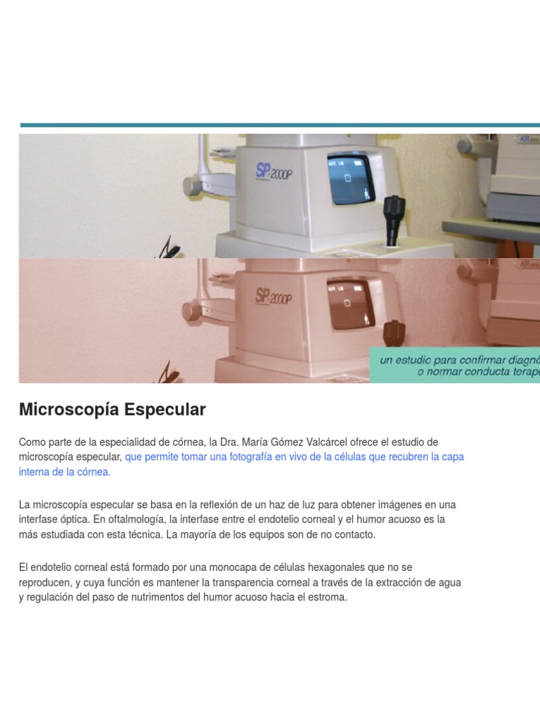 Microscopia Especular | PDF | Córnea | Oftalmología