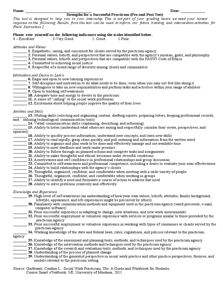 Strengths Assessment for Practicum Success | PDF | Learning | Cognition