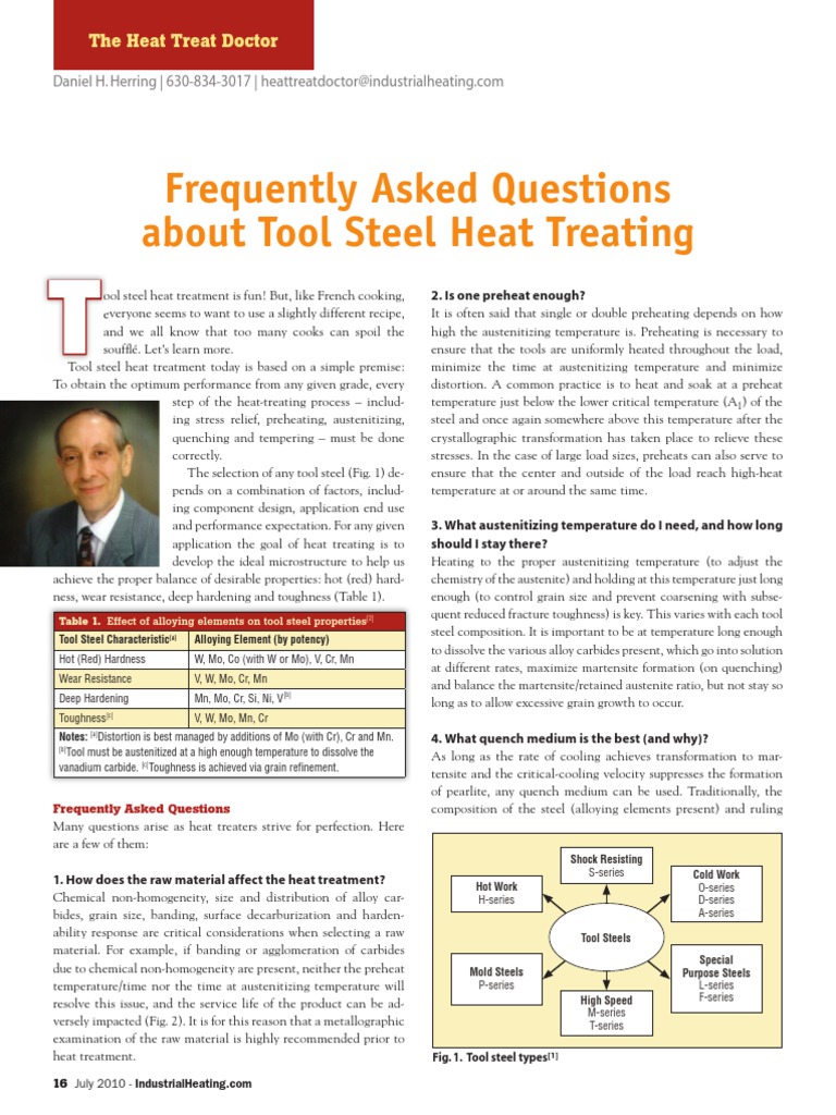 Frequently Asked Questions About Tool Steel Heat Treating | PDF | Heat ...