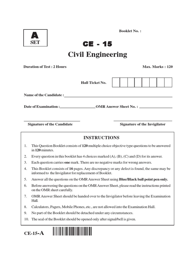 Civil Engineering Practice Examination: 120 Multiple Choice Questions ...