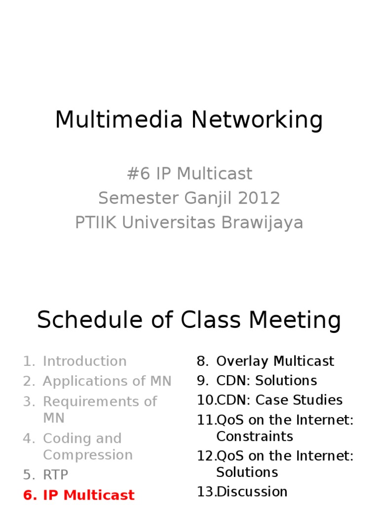 Multimedia Networking: #6 IP Multicast Semester Ganjil 2012 PTIIK Universitas Brawijaya | PDF ...