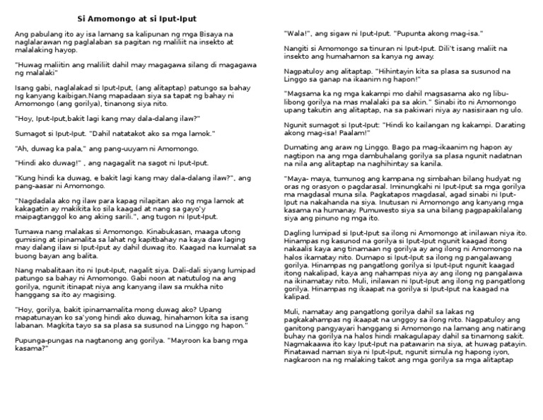 Si Amomongo at Si Iput | PDF