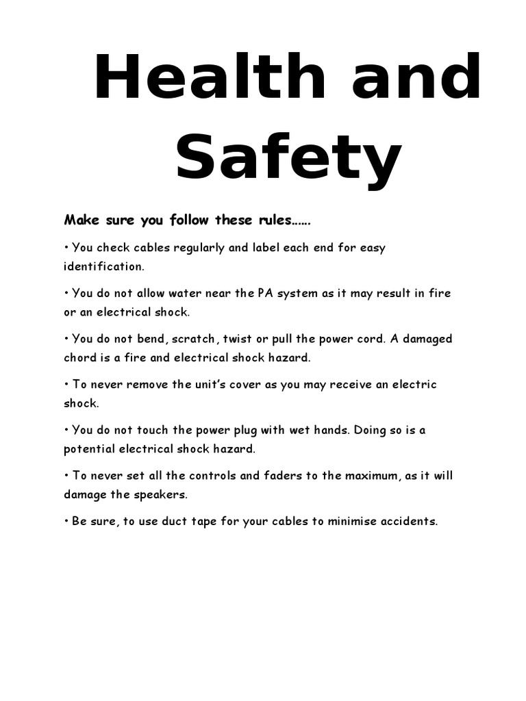 Health and Safety: Make Sure You Follow These Rules | PDF