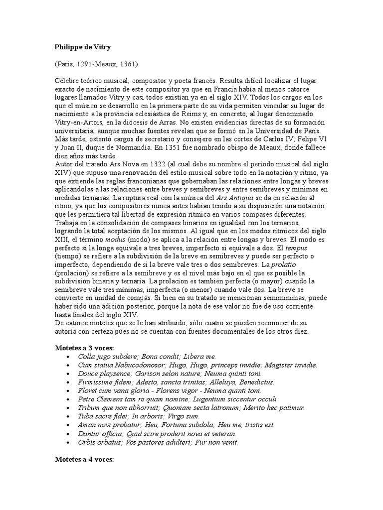 Philippe de Vitry y el Ars Nova | PDF | Ritmo | Musicología