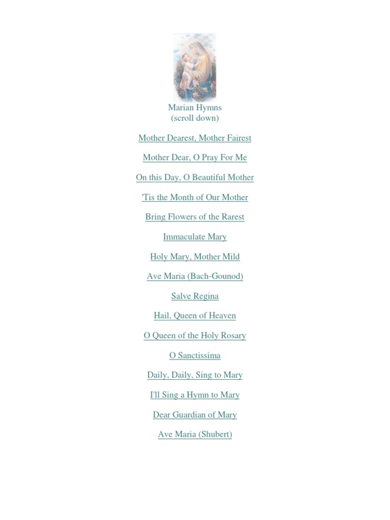 Marian Hymns | PDF | Mary, Mother Of Jesus | Rosary