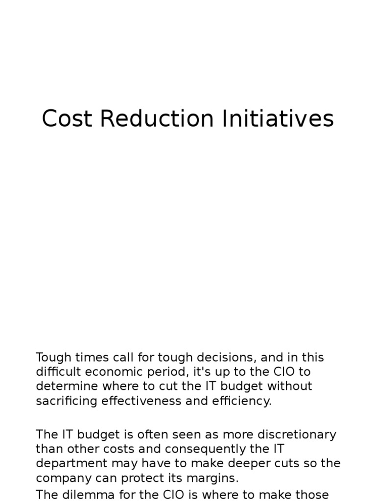 Cost Reduction Initiatives | PDF | Virtualization | Itil