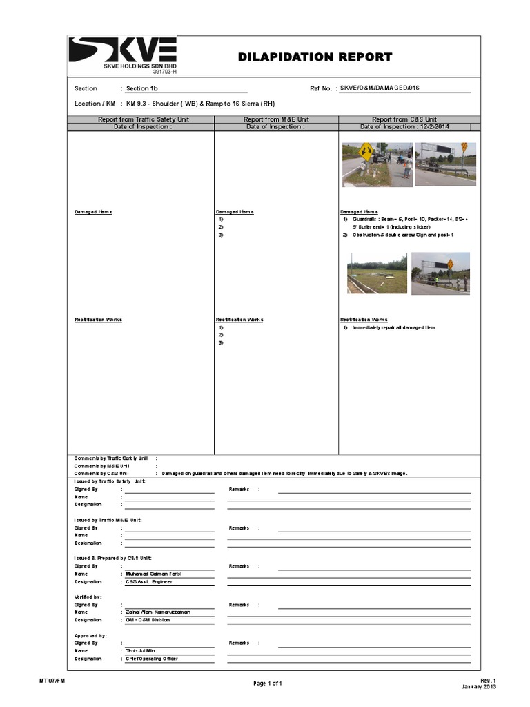 Dilapidation Report for KM 9.3 Inspection | PDF | Technology & Engineering