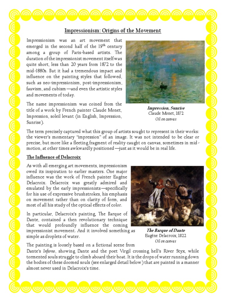 Impressionism: Origins and Influences | PDF | Impressionism | Claude Monet