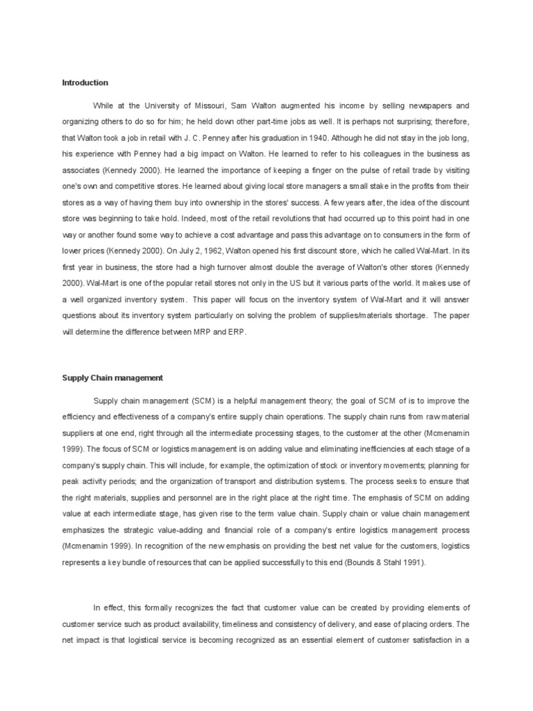 Wal-Mart's Operations Management | PDF | Enterprise Resource Planning ...