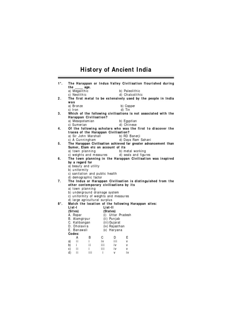 Ancient Indian Civilization MCQs | PDF | Ashoka | Vedas