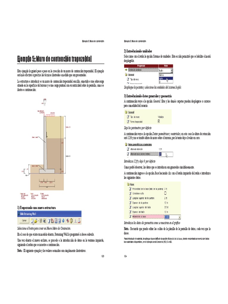 Ejemplo Muro de Contención Trapezoidal | PDF | Point and Click ...