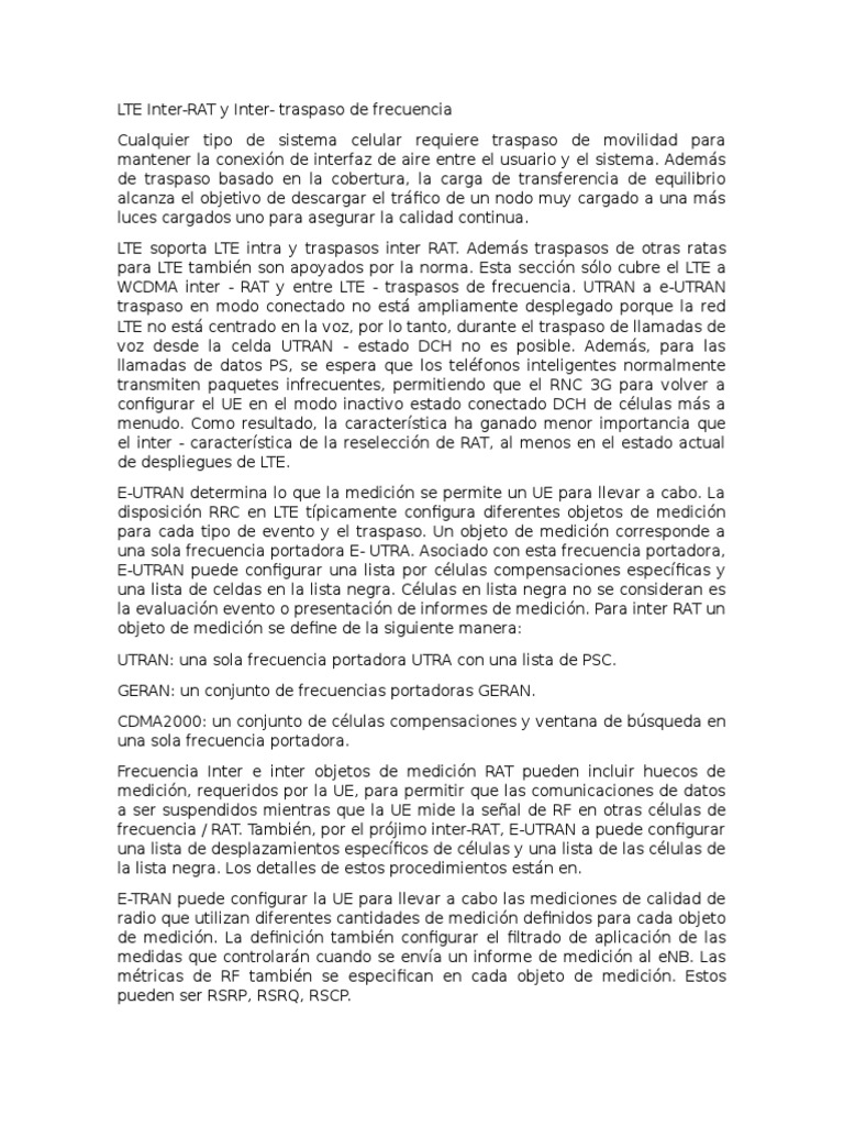 Lte Inter Rat | PDF | Lte (Telecomunicaciones) | Medición