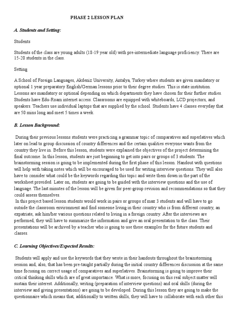Lesson Plan On Culture Shock | PDF | Lesson Plan | Brainstorming