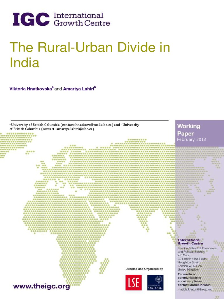 The Rural-Urban Divide in India (March 2012 Report) | PDF | Economic ...