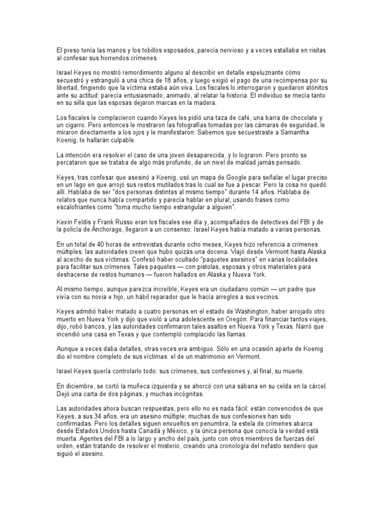 Israel Keyes | PDF | Asesino en serie | Oficina Federal de Investigaciones