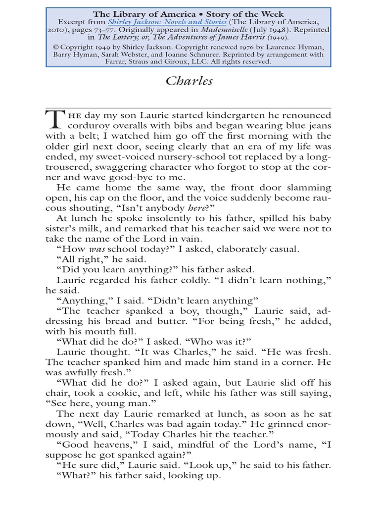 Charles (Shirley Jackson) | PDF