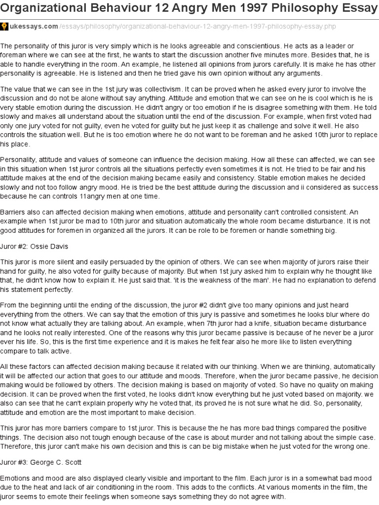 12 Angry Men Movie Analysis | PDF | Attitude (Psychology) | Decision Making