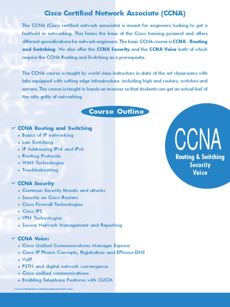 Cisco Certified Network Associate (CCNA) : Course Outline | PDF | Cisco Certifications | Network ...