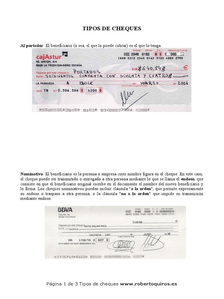 Tipos de Cheques | PDF