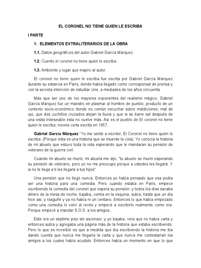 El Coronel No Tiene Quien Le Escriba | Gabriel García Márquez | Narración