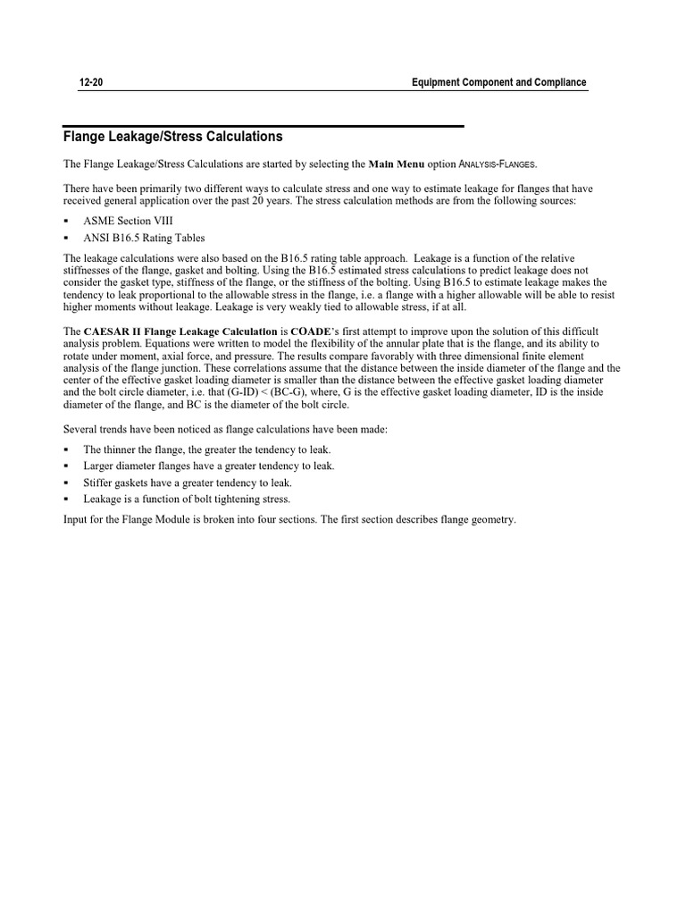 Caesar Ii Flange Calc Pdf Stress Mechanics Stiffness