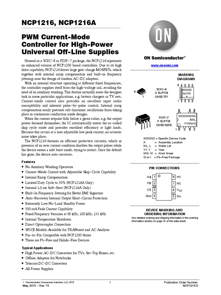 NCP1216 D | PDF | Mosfet | Capacitor