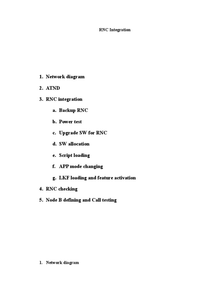 Rnc Integration Pdf Networks Computer Networking