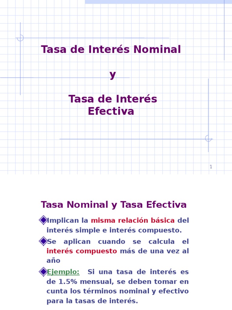 Tasa de Interes Nominal y Tasa de Interes Efectiva | PDF | Tasas de ...