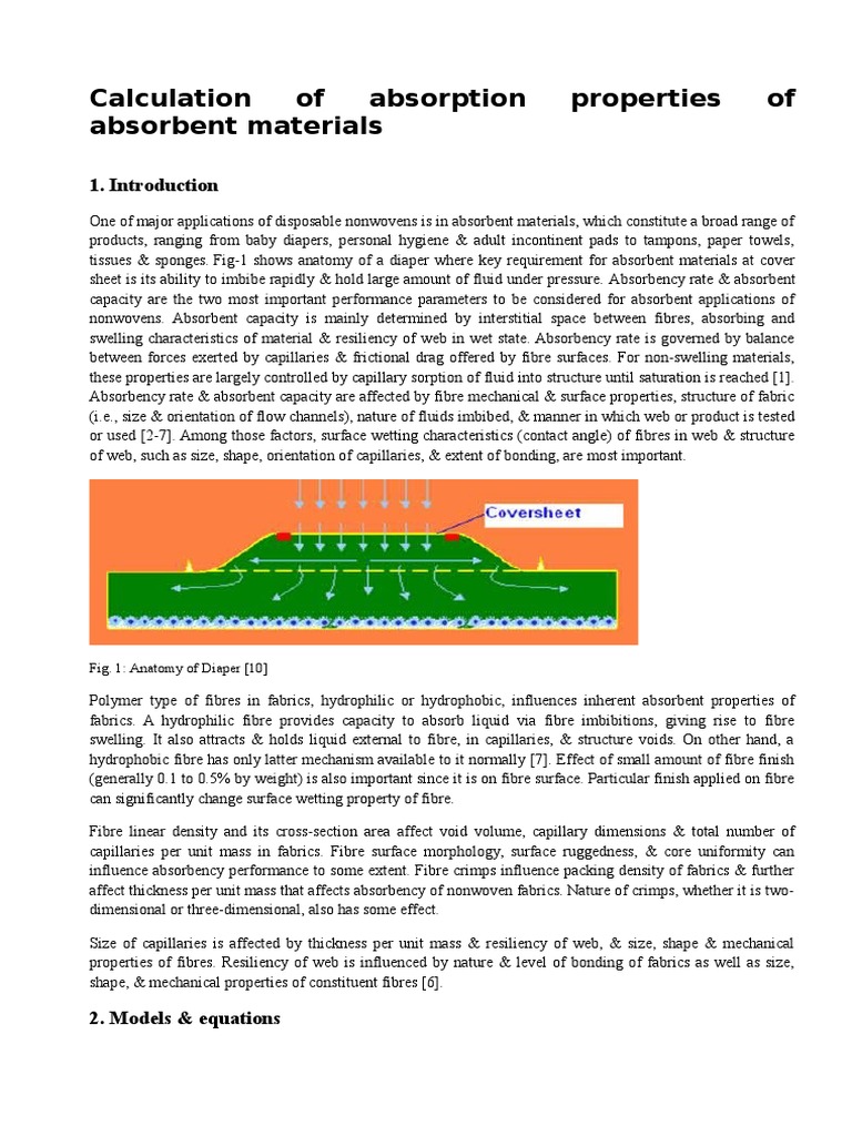 Absorption Properties of Nonwovens | PDF | Wetting | Volume