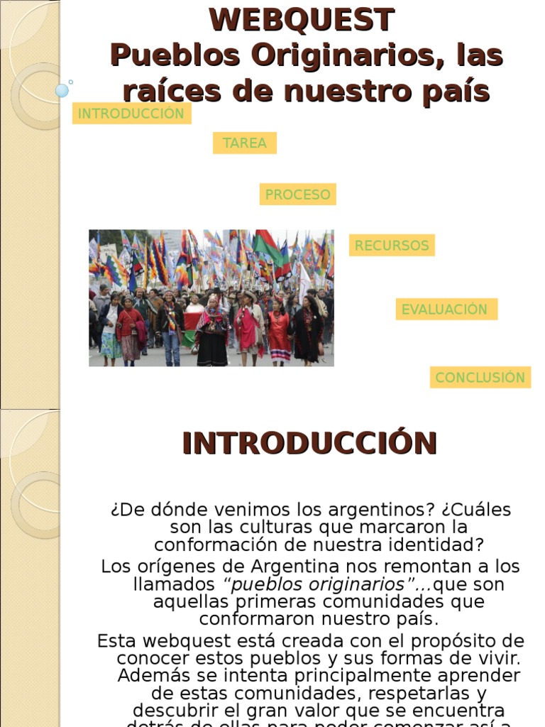 Webquest Los Pueblos Originarios Las Raices de Nuestro Pais | PDF ...