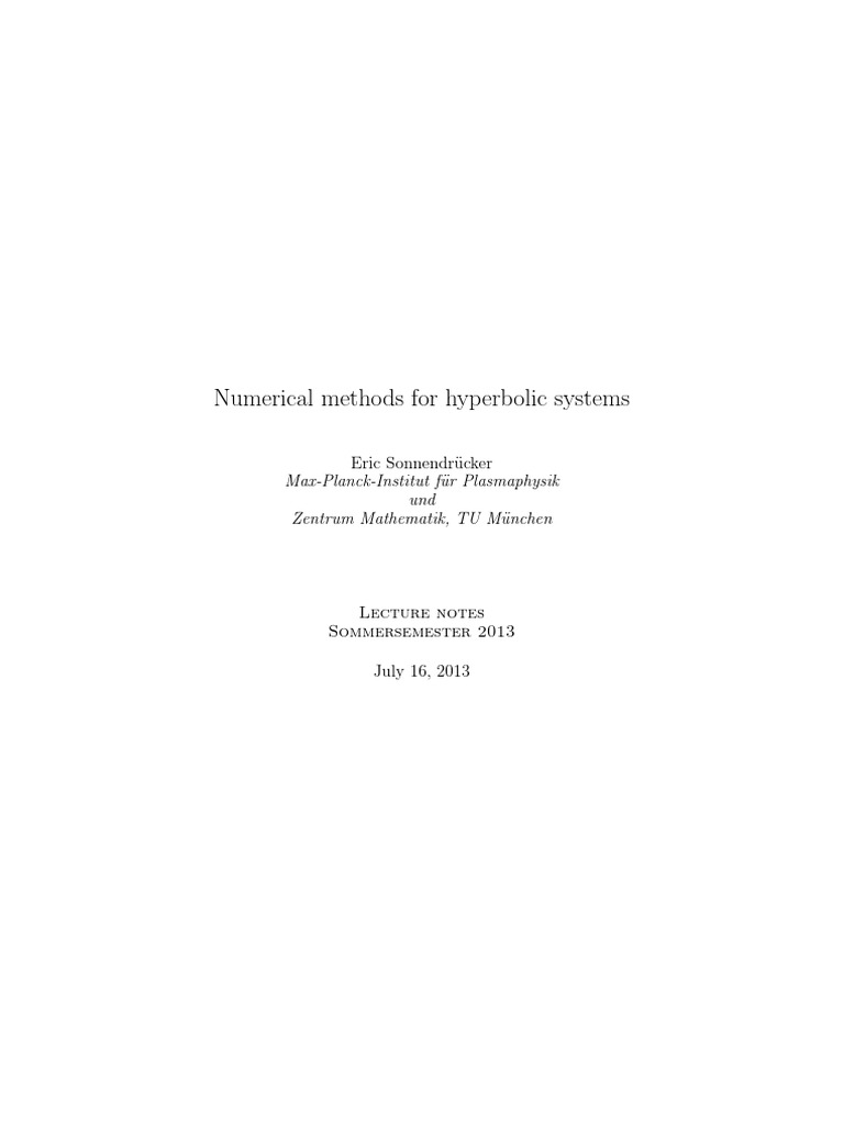 Numerical Hyperbolic Systems Pdf Eigenvalues And Eigenvectors Matrix Mathematics