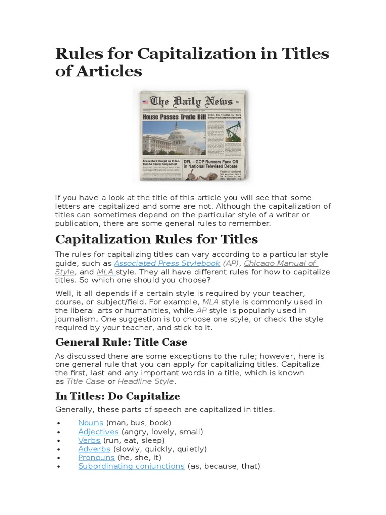 Rules For Capitalization in Titles of Articles | PDF | Letter Case ...
