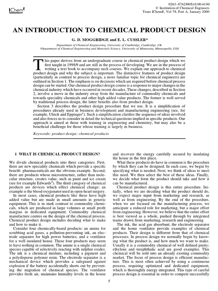Chemical Product Design | PDF | Product Design | Solubility