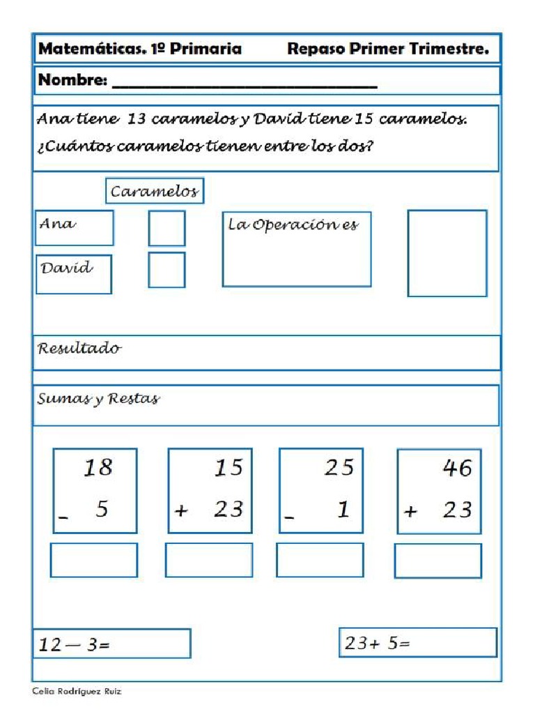 Matematicas Primero Primaria 1 | PDF