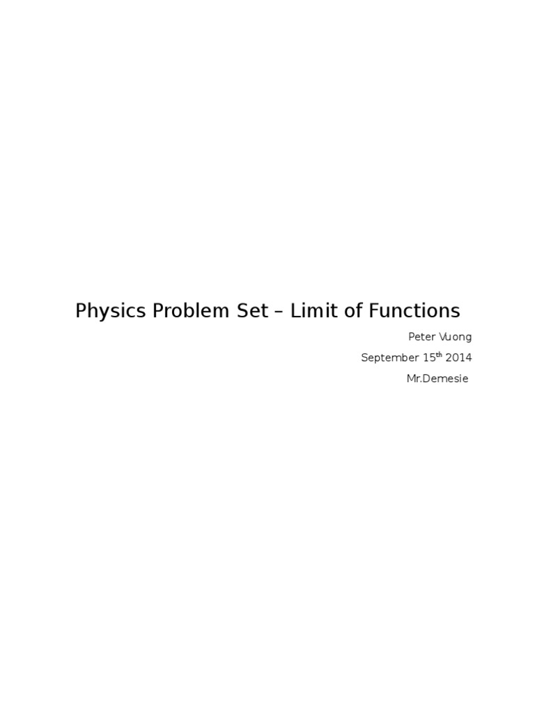 Physics Problem Set | PDF | Slope | Tangent