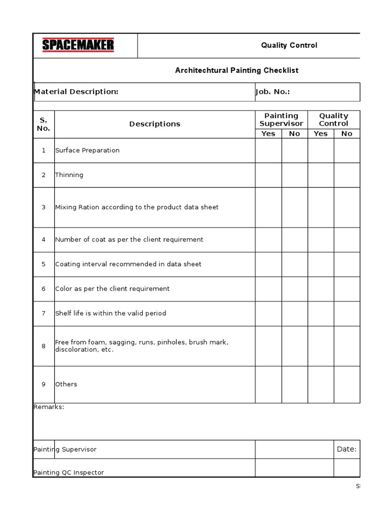 Architectural Painting Quality Checklist | PDF