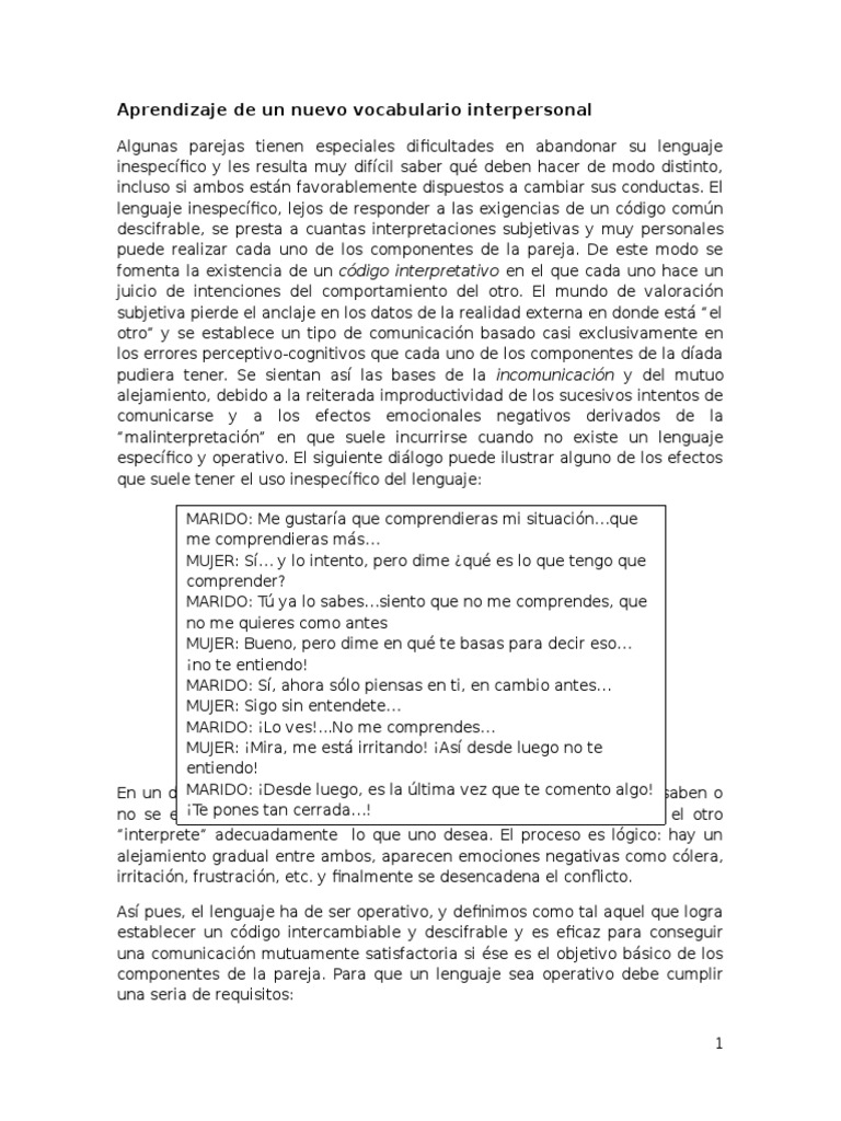 Aprendizaje de Un Nuevo Vocabulario Interpersonal | PDF | Las emociones ...