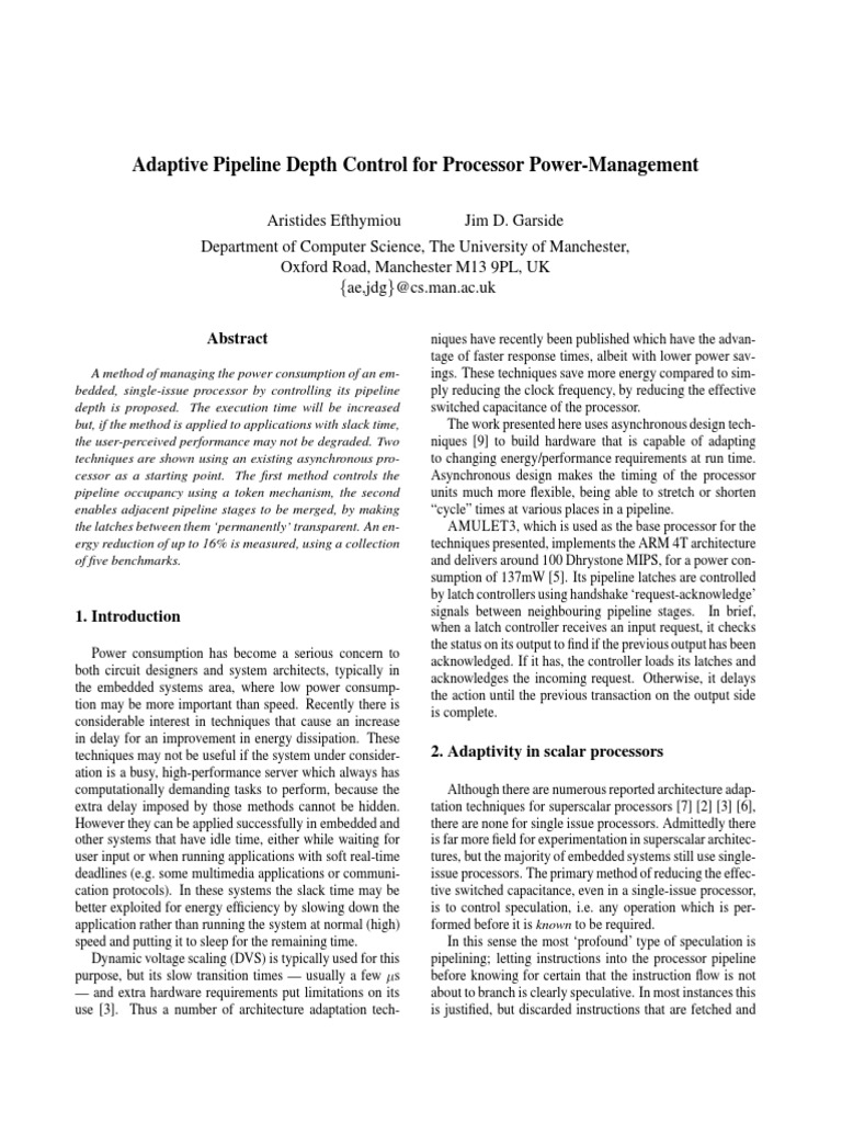Adaptive Pipeline Depth Control For Processor Power Management | Download Free PDF | Instruction ...