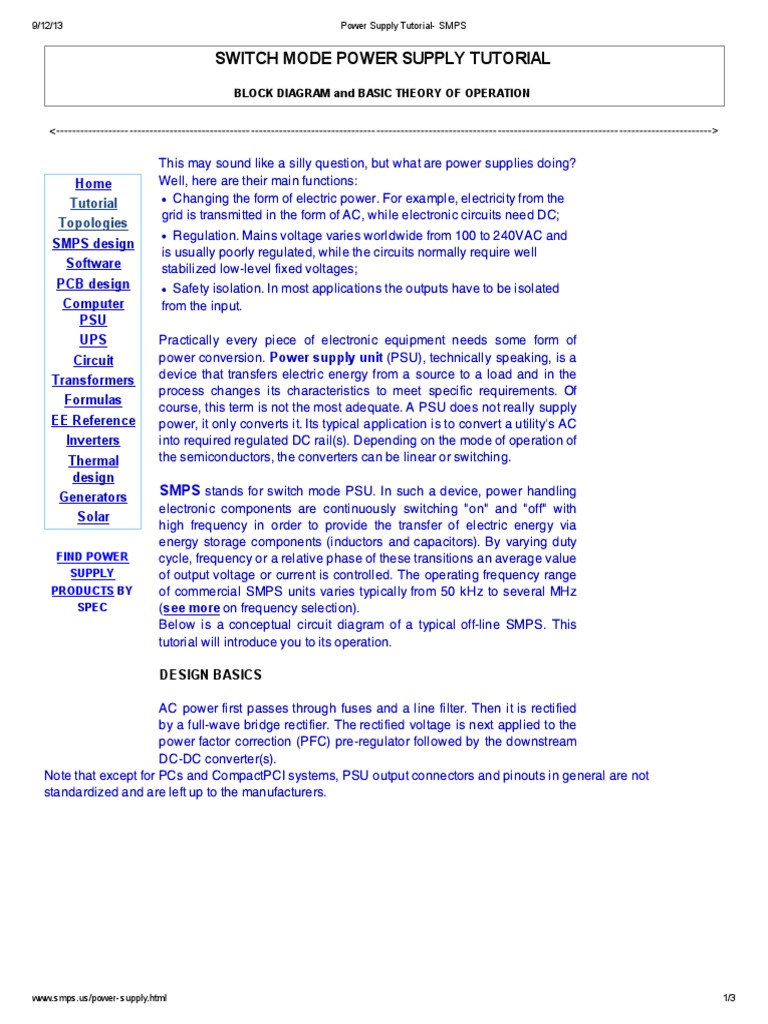 Power Supply Tutorial - SMPS | PDF | Power Supply | Electronic Engineering