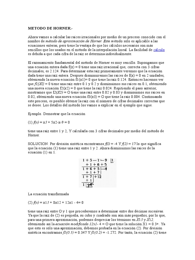 Metodo de Horner | PDF | Ecuaciones | Matemáticas Aplicadas