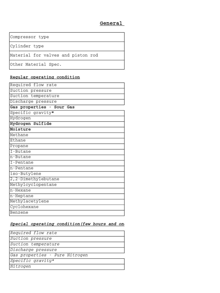 Requirements For Compressor | PDF | Gas Compressor | Chemical Engineering