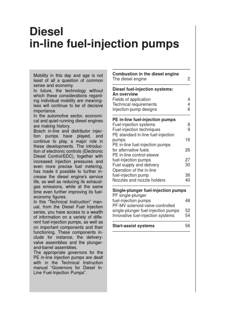 Diesel in Line Fuel Injection Pumps PDF | PDF
