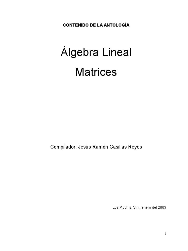 Fundamentos de Matrices en Álgebra Lineal | PDF | Matriz (Matemáticas ...