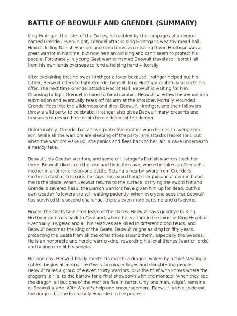 Battle of Beowulf and Grendel | PDF | Beowulf | Geats