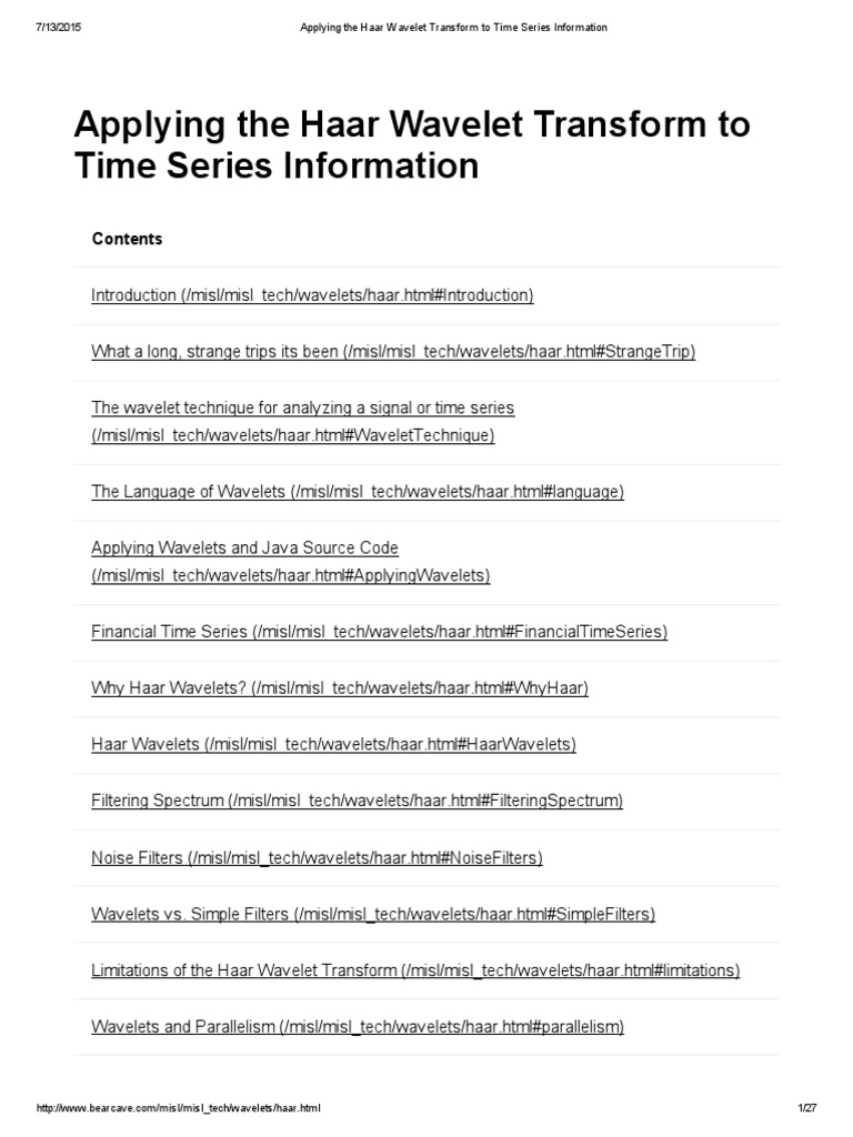 Applying The Haar Wavelet Transform To Time Series Information | PDF | Wavelet | Time Series