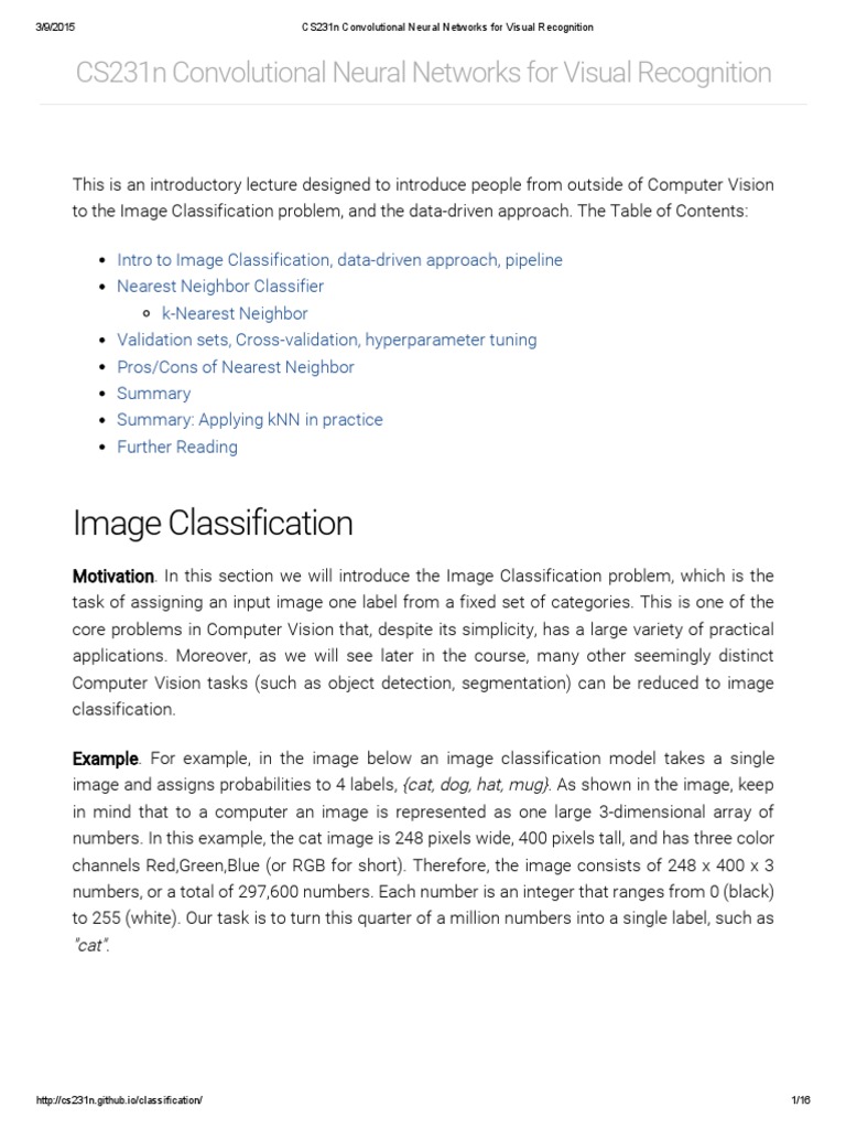 CS231n Convolutional Neural Networks For Visual Recognition PDF ...