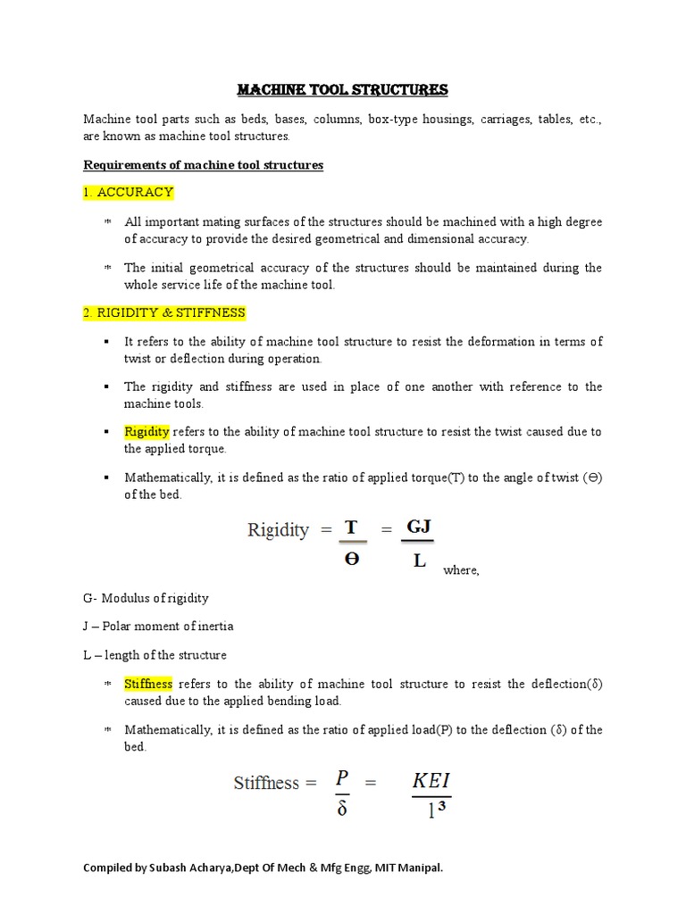 Machine Tool Structures PDF | PDF | Beam (Structure) | Strength Of ...